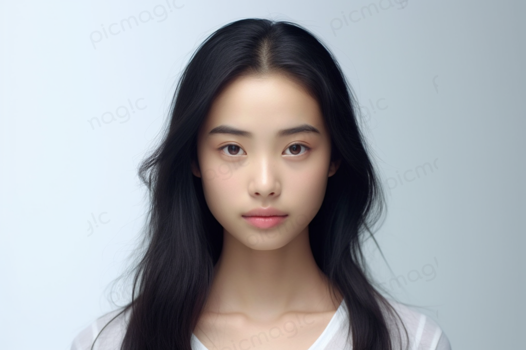 黒髪センターパート すっぴん 美人 | picmagic